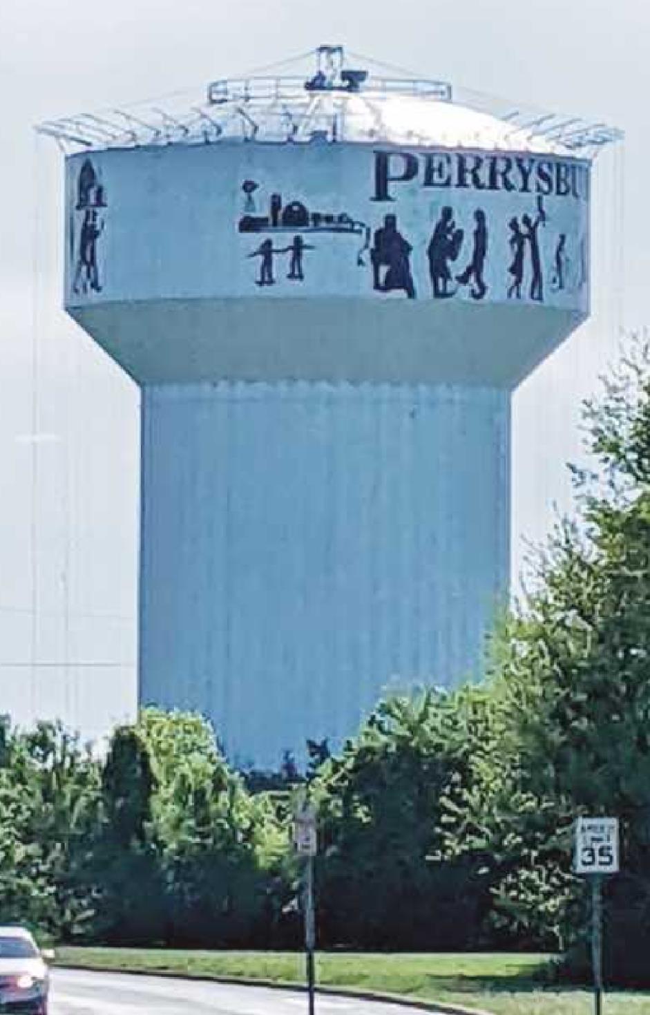 Work begins on repainting of water tower, silhouette | Perrysburg ...
